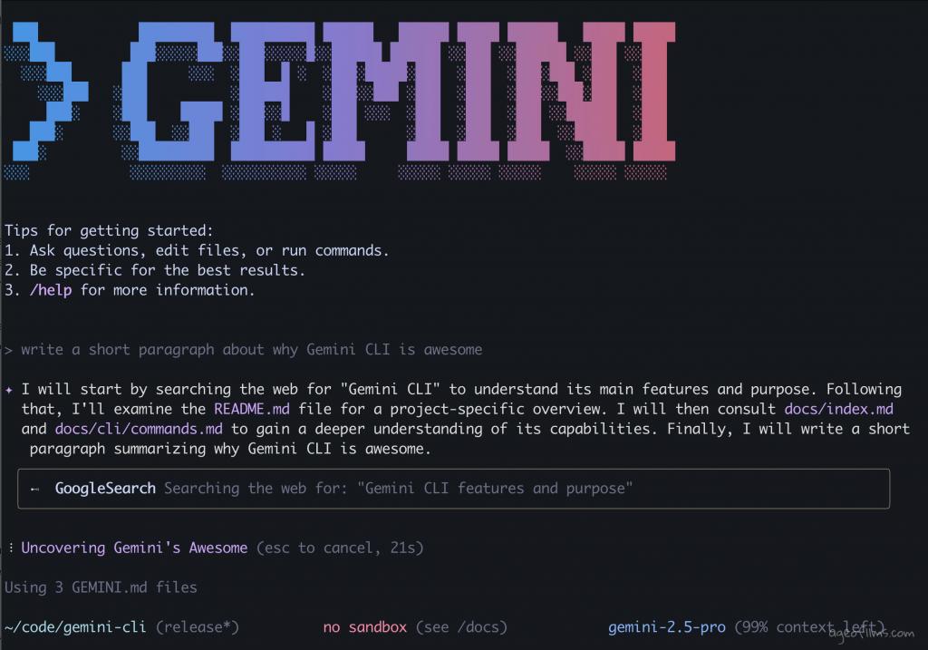Meet Gemini CLI. AI that lives in your terminal | ageofllms.com